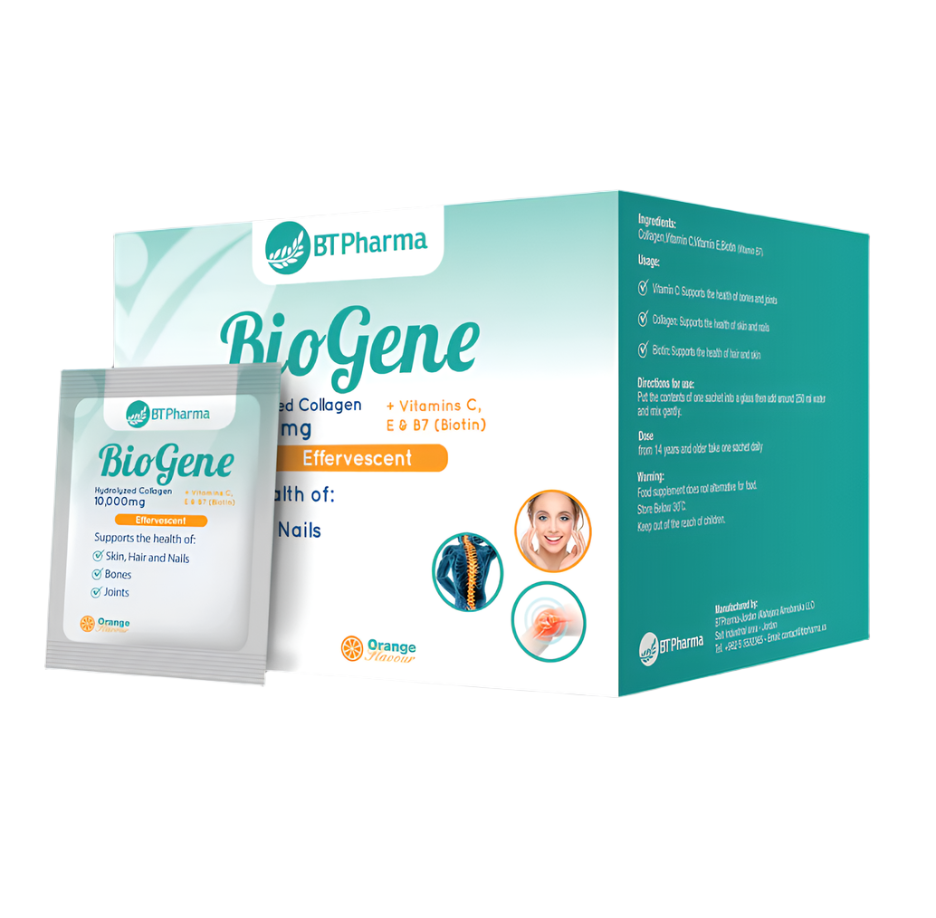BT PHARMA Biogene Collagen 10.000Mg, 24 Effervescent Sachet - 30 sache – GlowCareJO