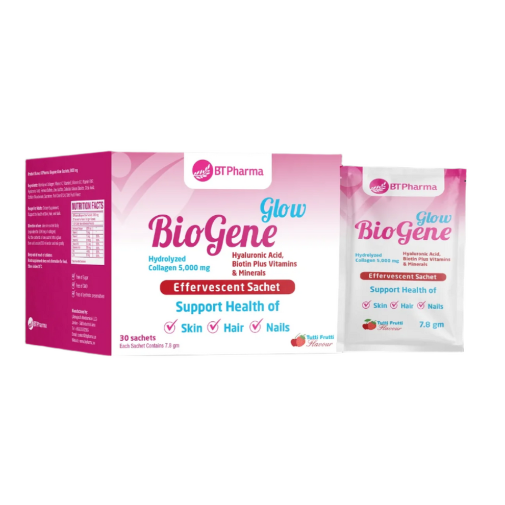 BT PHARMA Biogene Glow Collagen 5.000Mg, 30 Effervescent Sachet – GlowCareJO